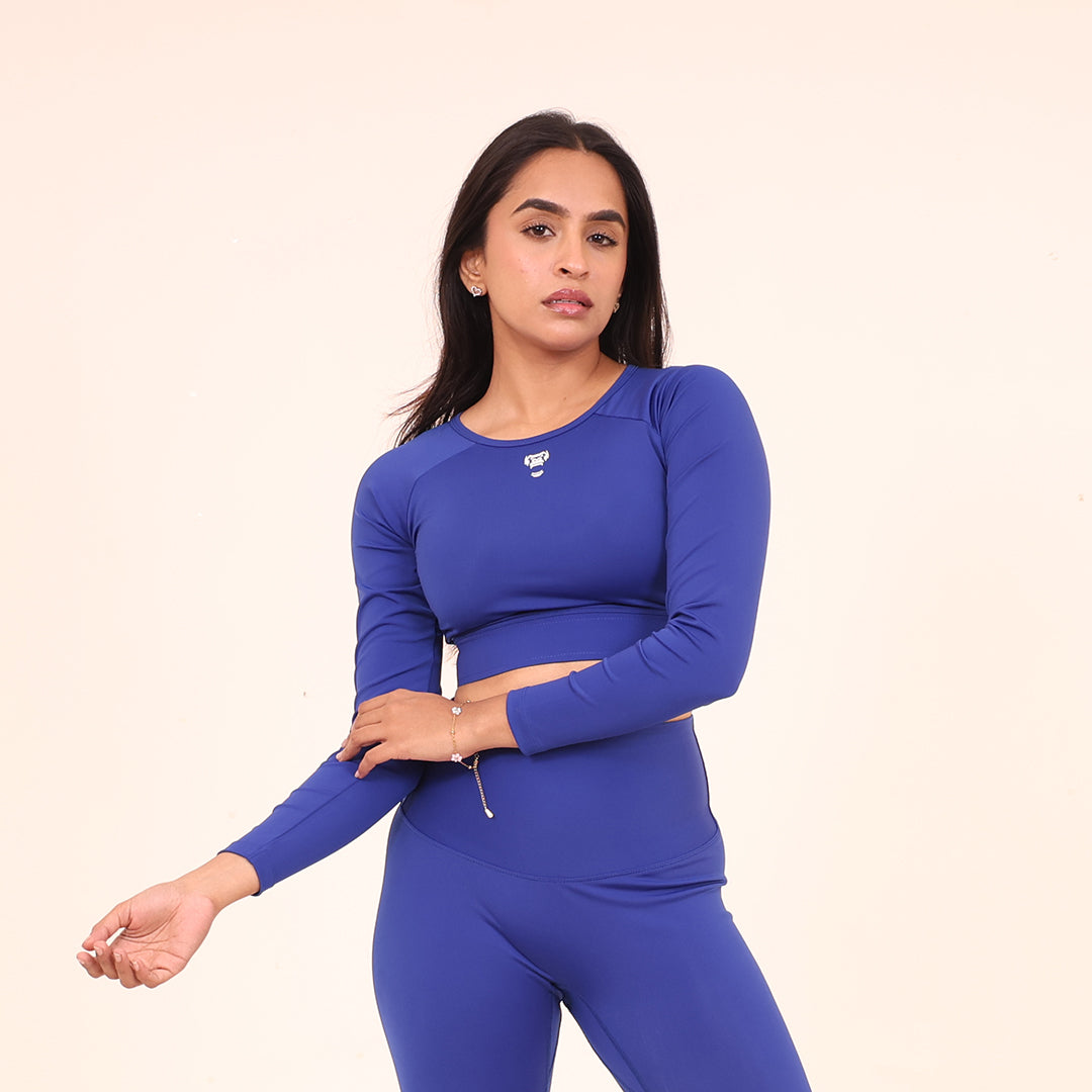 Women’s Sculpted Flex Activewear Full Sleeve Crop Top – Royal Blue ...