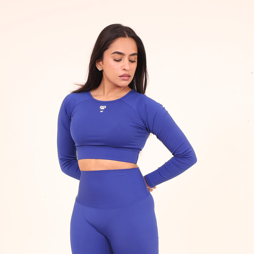 Women’s Sculpted Flex Activewear Full Sleeve Crop Top – Royal Blue ...